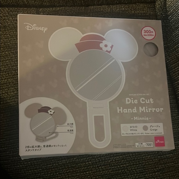 Disney | Other | Disney Minnie Mouse Die Cut Hand Mirror White And Gray ...